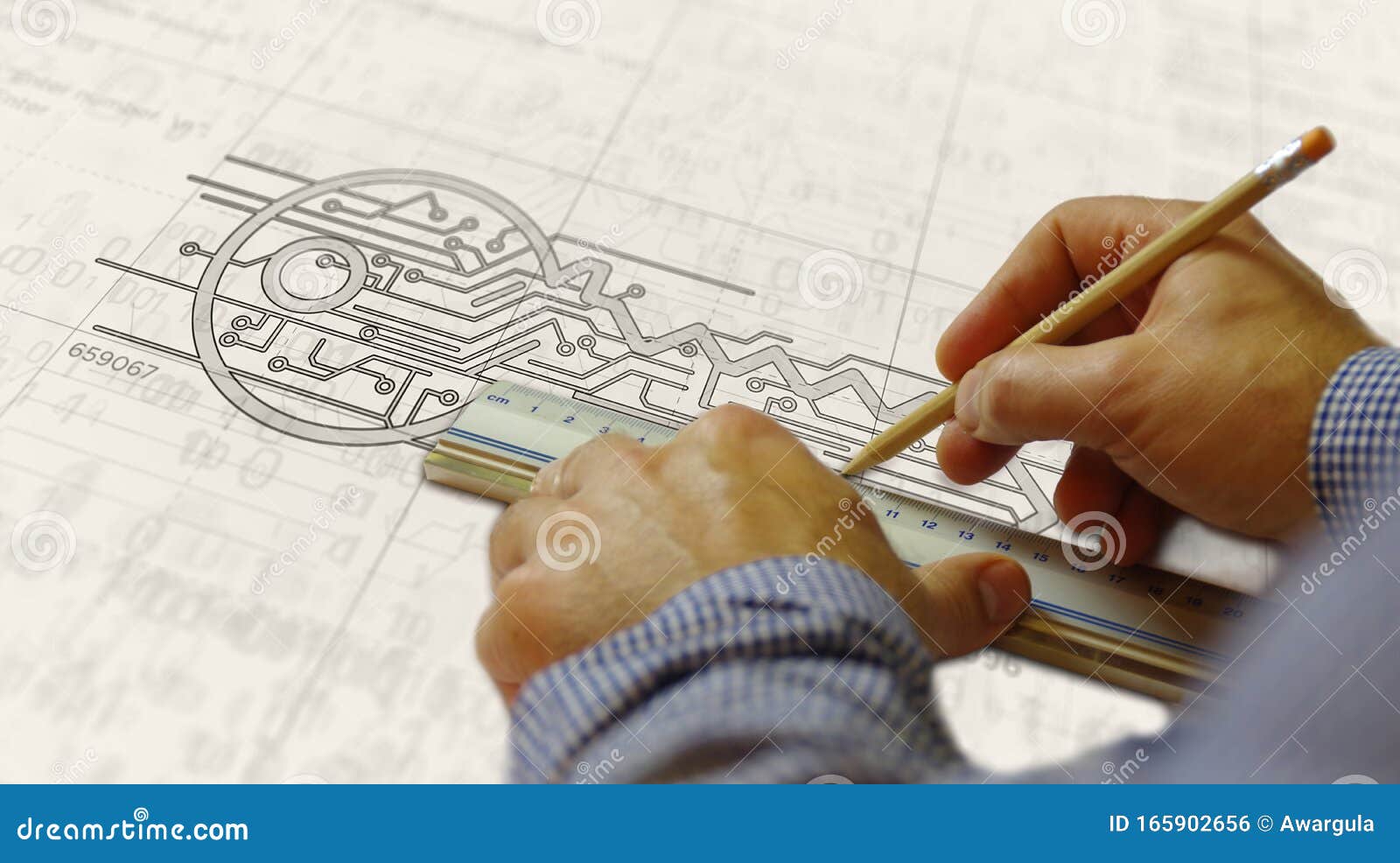 Cyber Security With Key Symbol Futuristic Sketch Stock Illustration ...