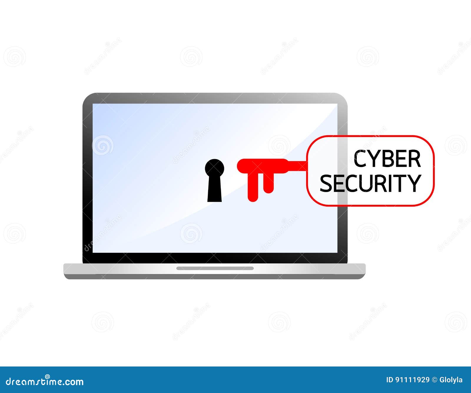 Cyber Security Key Unlock Laptop. Stock Vector - Illustration of steal ...