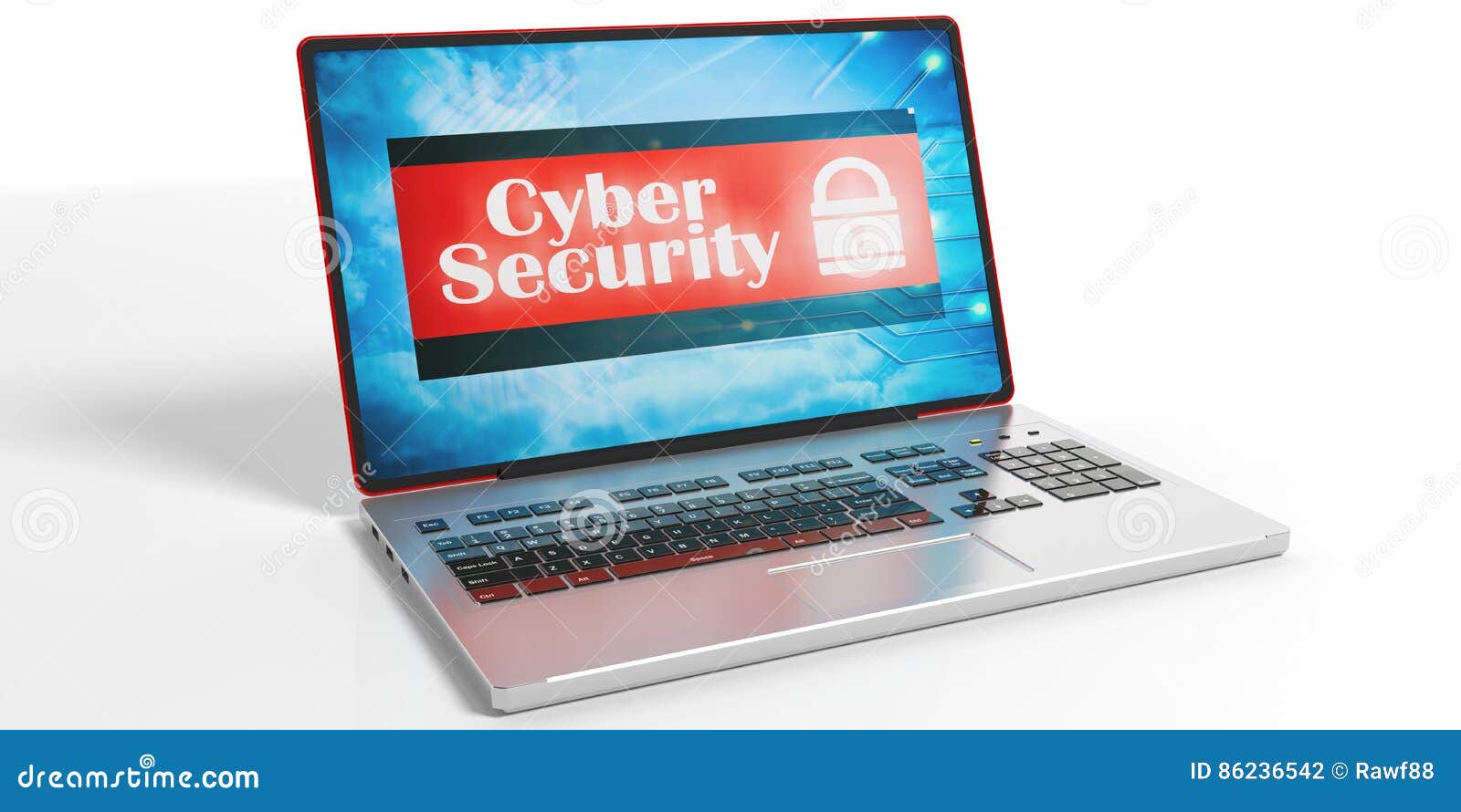 Cyber Security on a Laptop Screen. 3d Illustration Stock Illustration ...