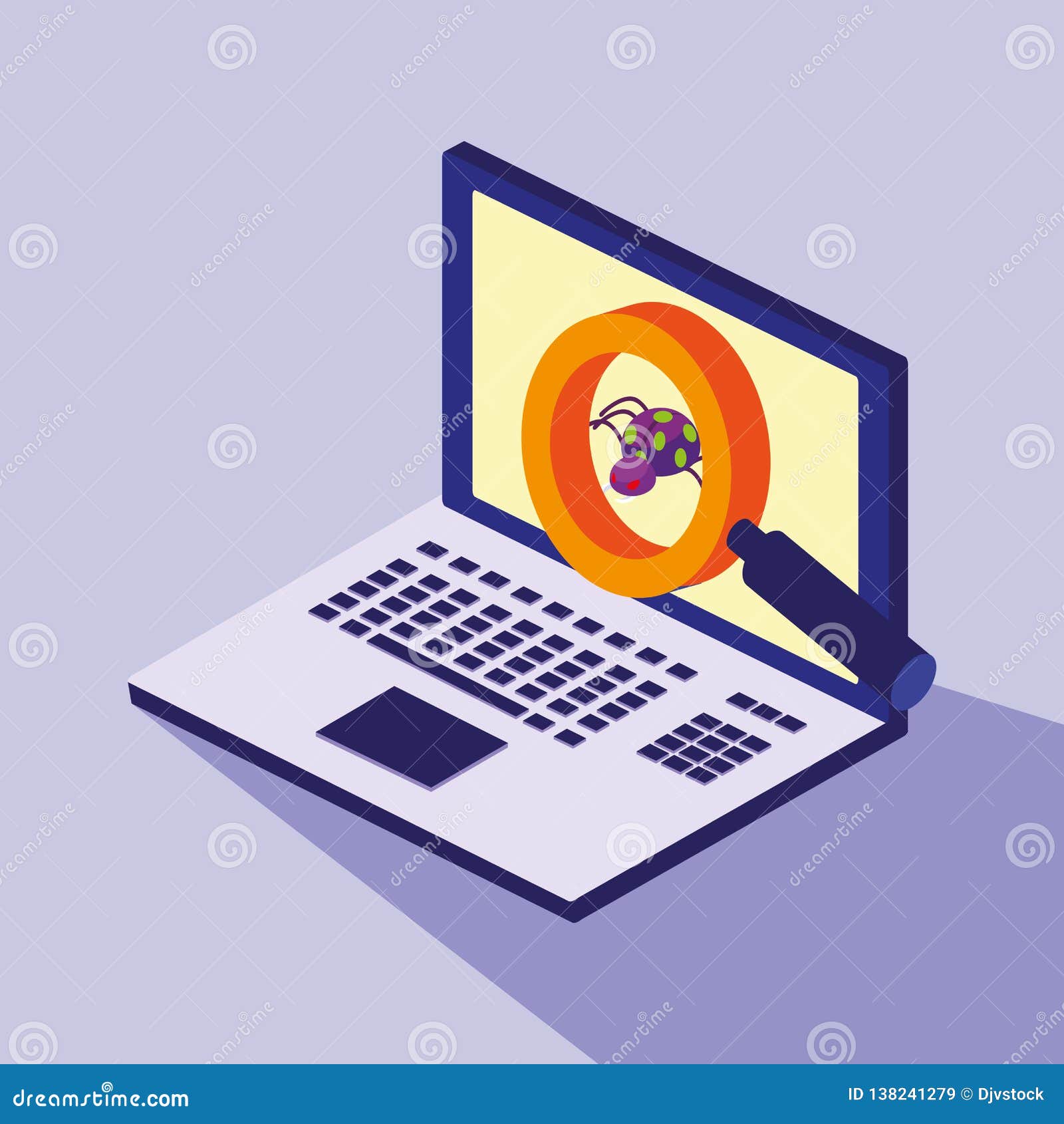 Cyber Security with Laptop and Virus Attack Stock Vector - Illustration ...