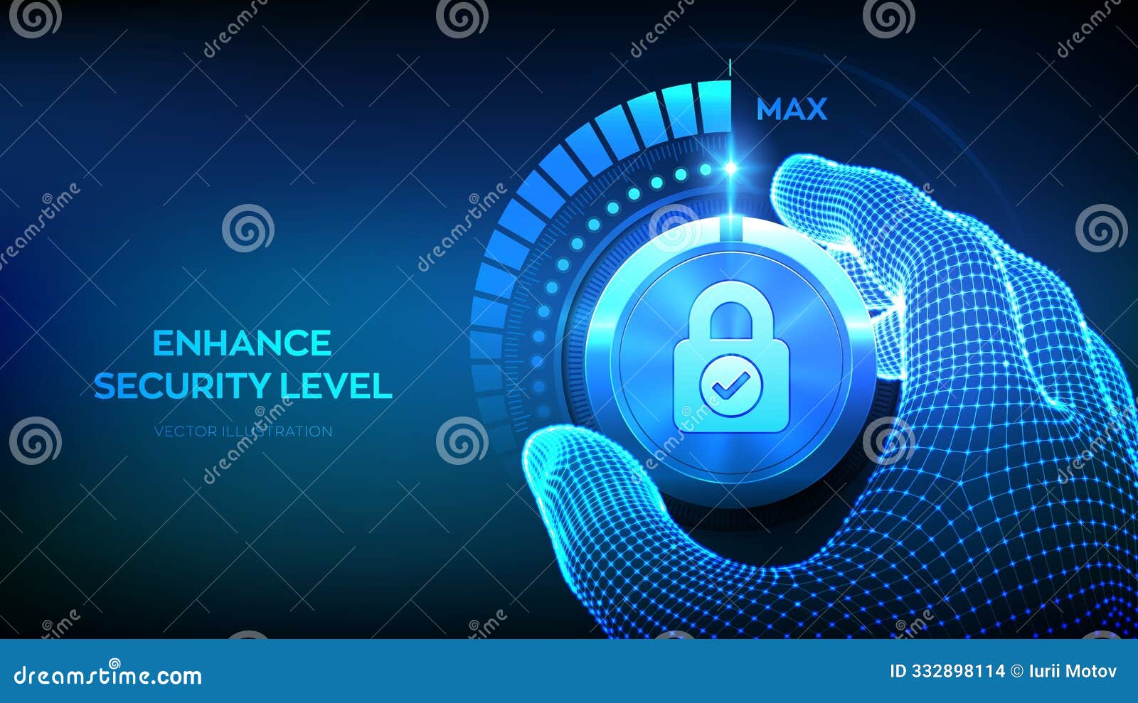 Cyber Security Levels Knob Button. Increasing Data Protection Level ...