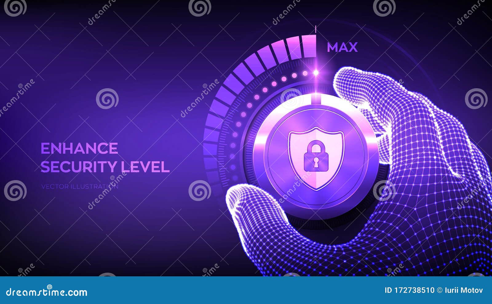Cyber Security Levels Knob Button. Increasing Data Protection Level ...