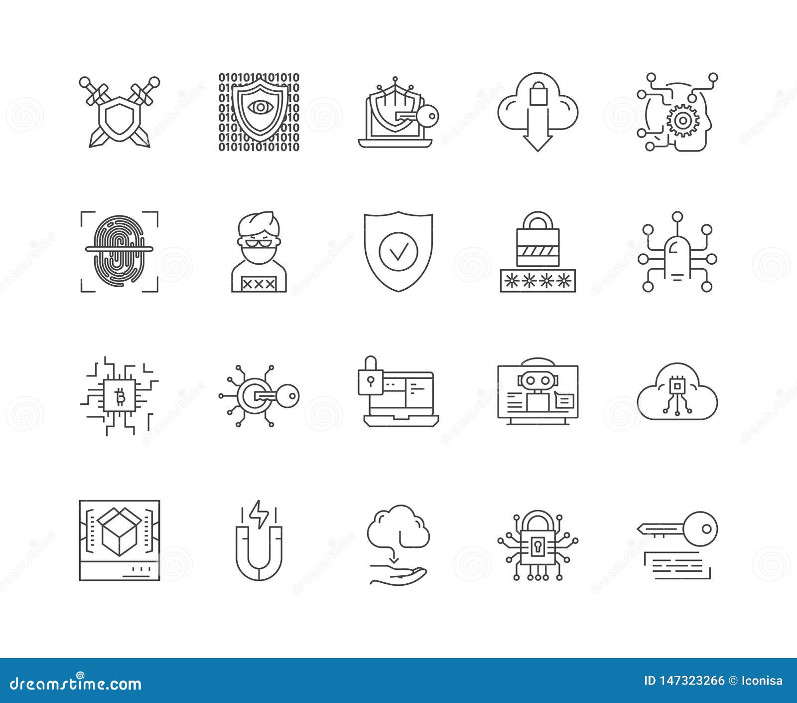 Cyber Security Line Icons, Signs, Vector Set, Outline Illustration ...