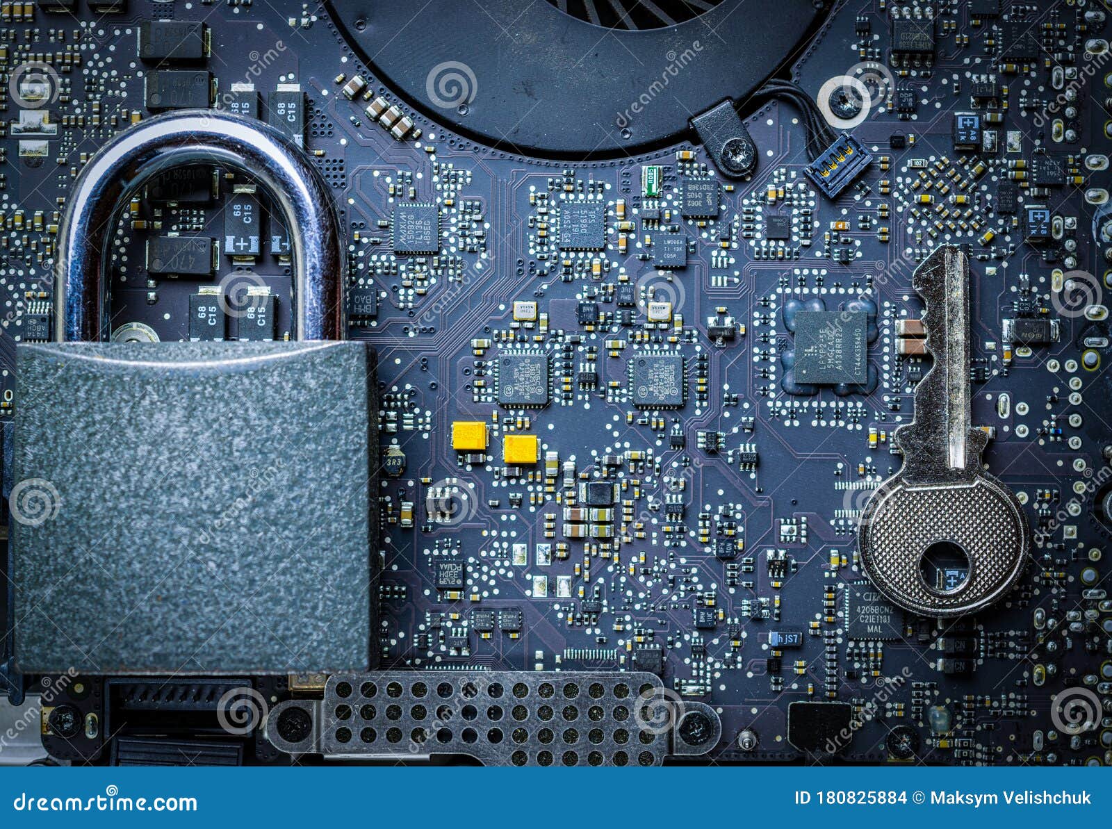 Lock On Computer Chip Stock Image | CartoonDealer.com #47383363