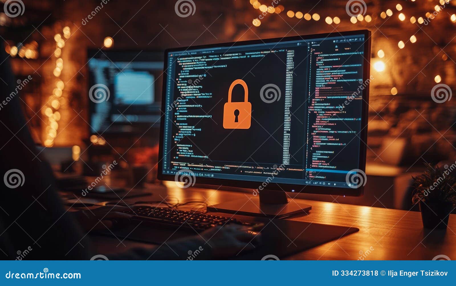 Cyber Security Lock on Computer Screen, Protecting Data from Cyber ...