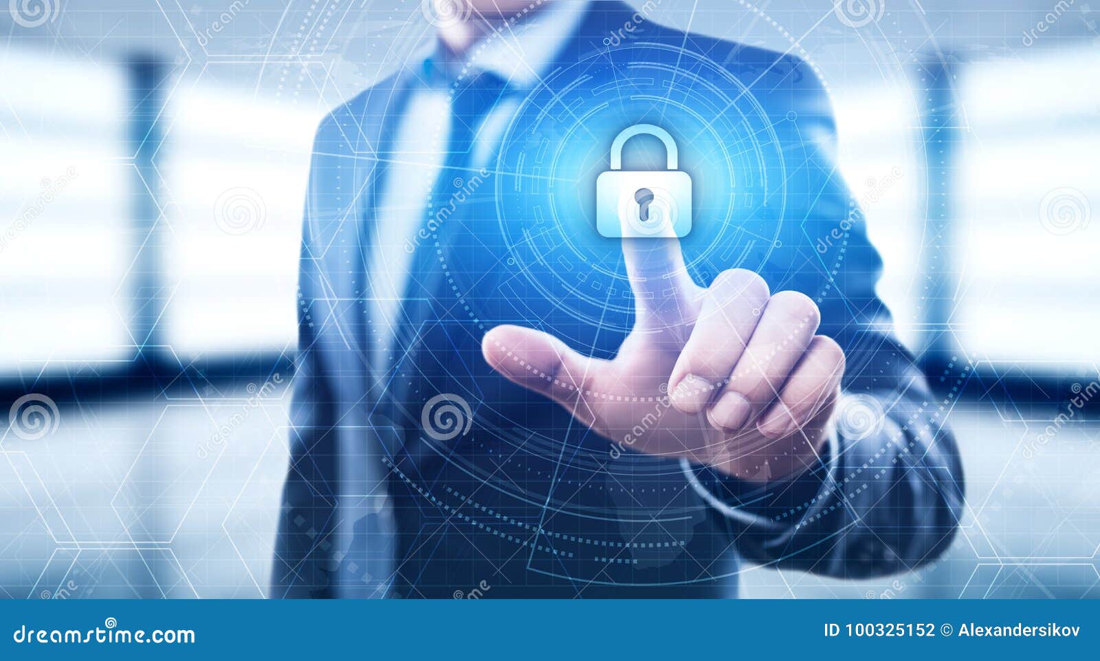 Cyber Security Lock on Digital Screen Data Protection Business ...