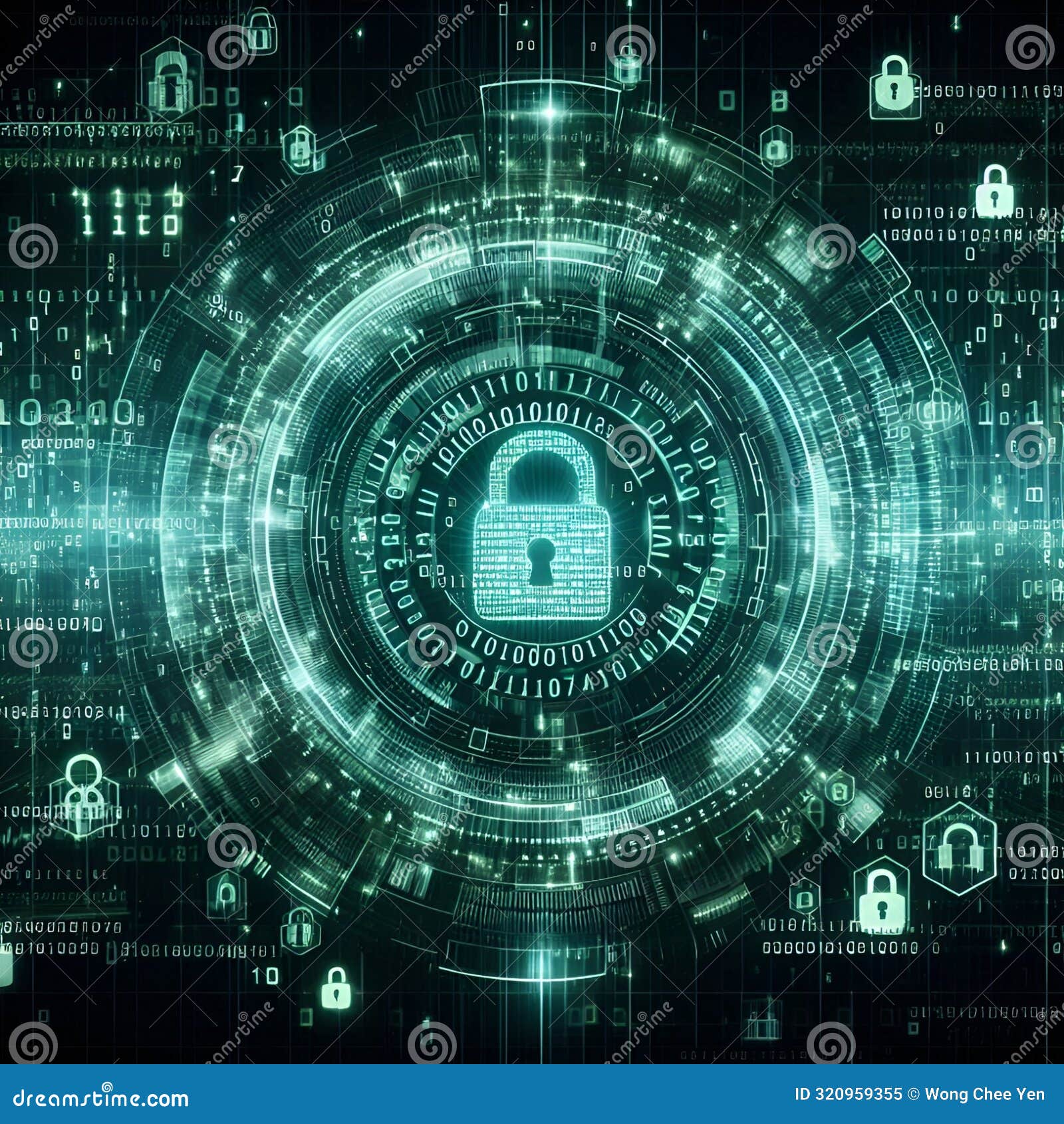 Cyber Security Lock Green Matrix Wallpaper Design Stock Image - Image ...