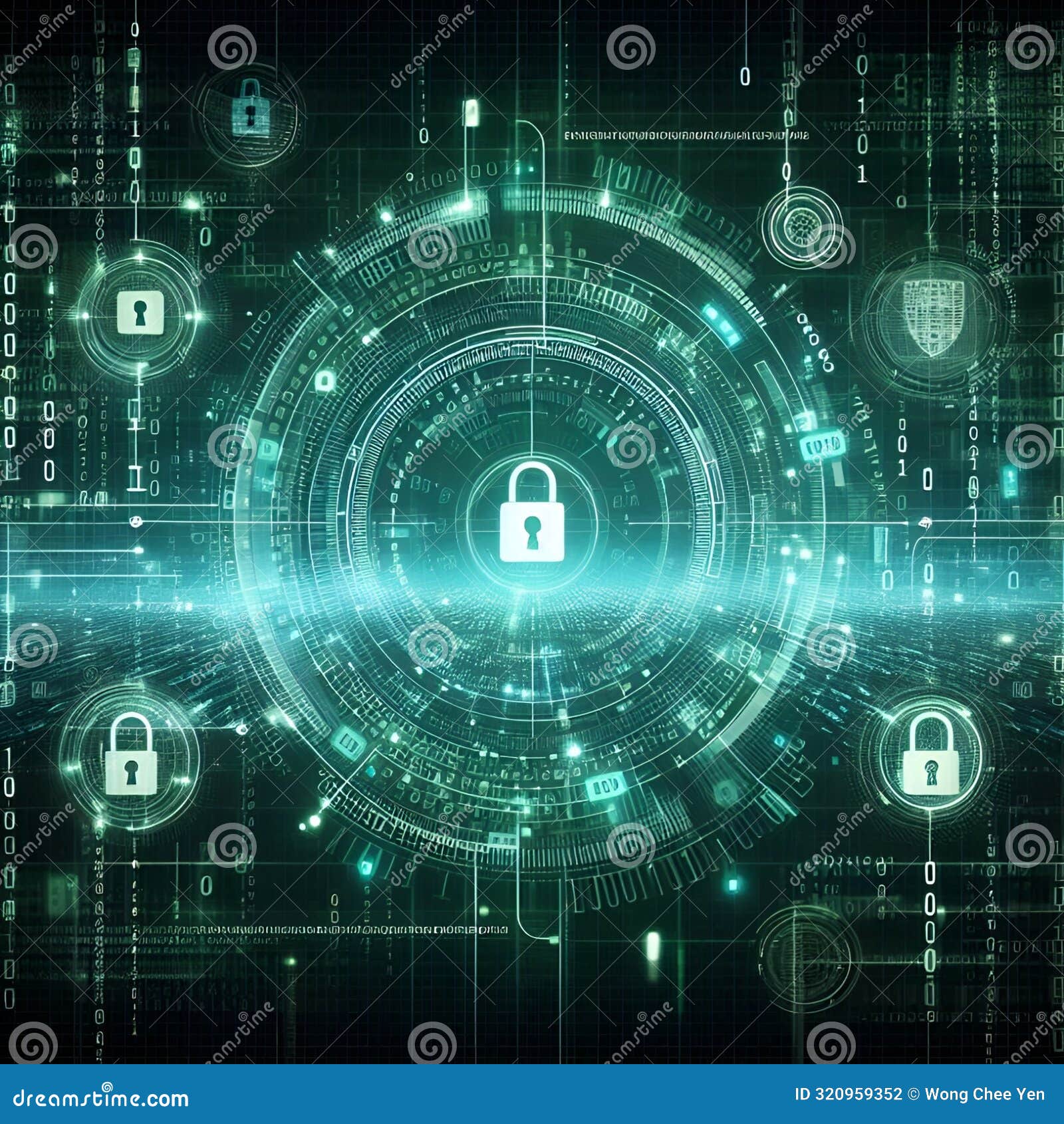 Cyber Security Lock Green Matrix Wallpaper Design Stock Photo - Image ...