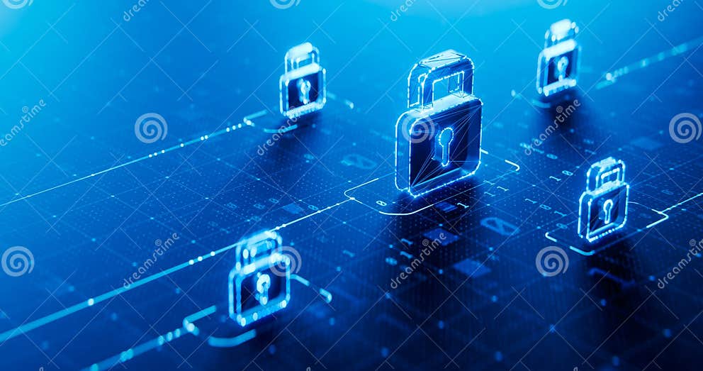 Cyber Security Lock Icon. Digital Privacy and Data Protection Stock ...