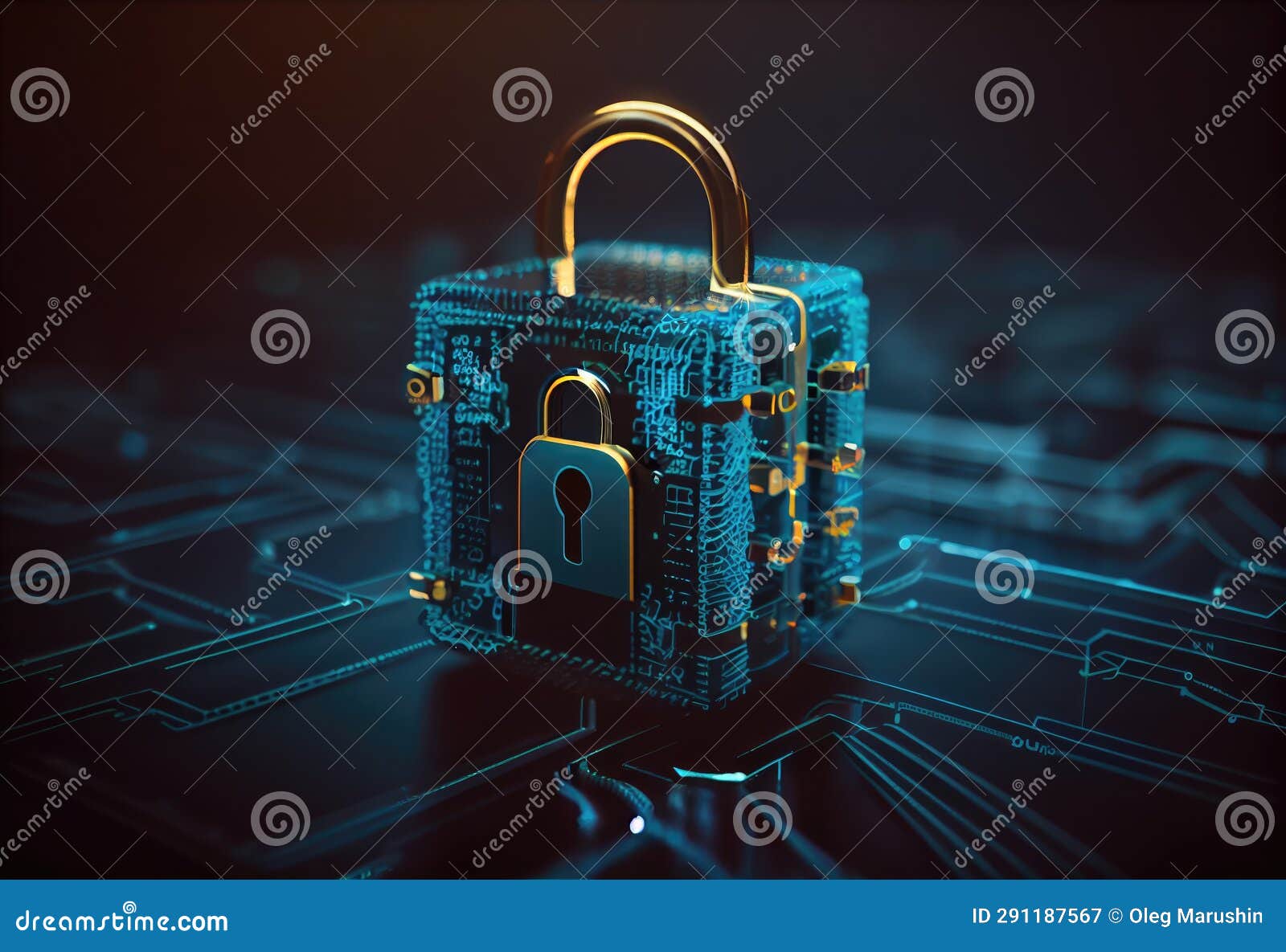 Cyber Security Lock. Internet Technology Concept of Cybersecurity and ...