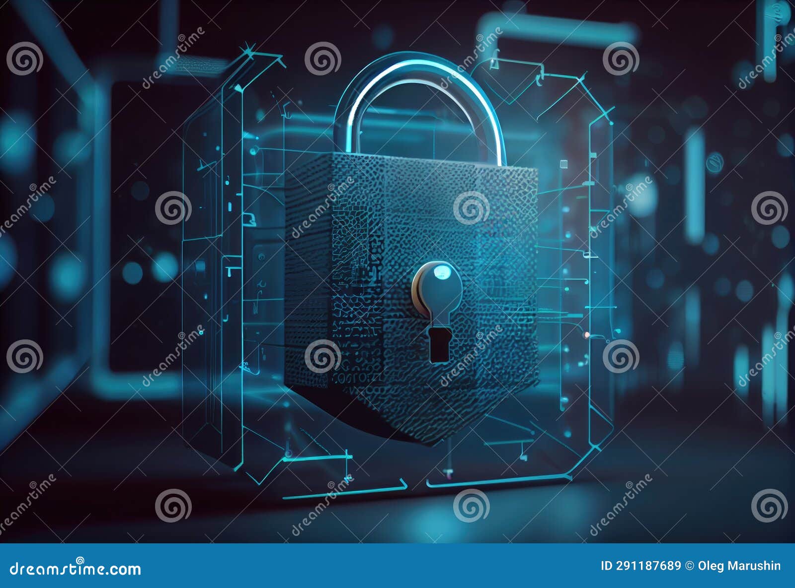 Cyber Security Lock. Internet Technology Concept of Cybersecurity and ...