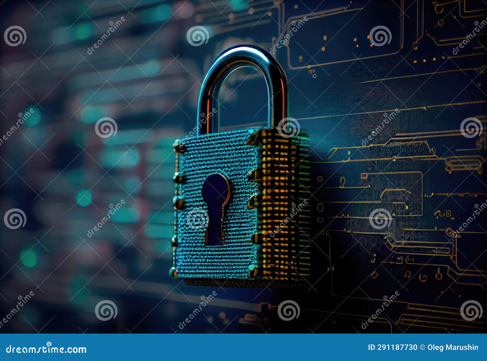 Cyber Security Lock. Internet Technology Concept of Cybersecurity and ...
