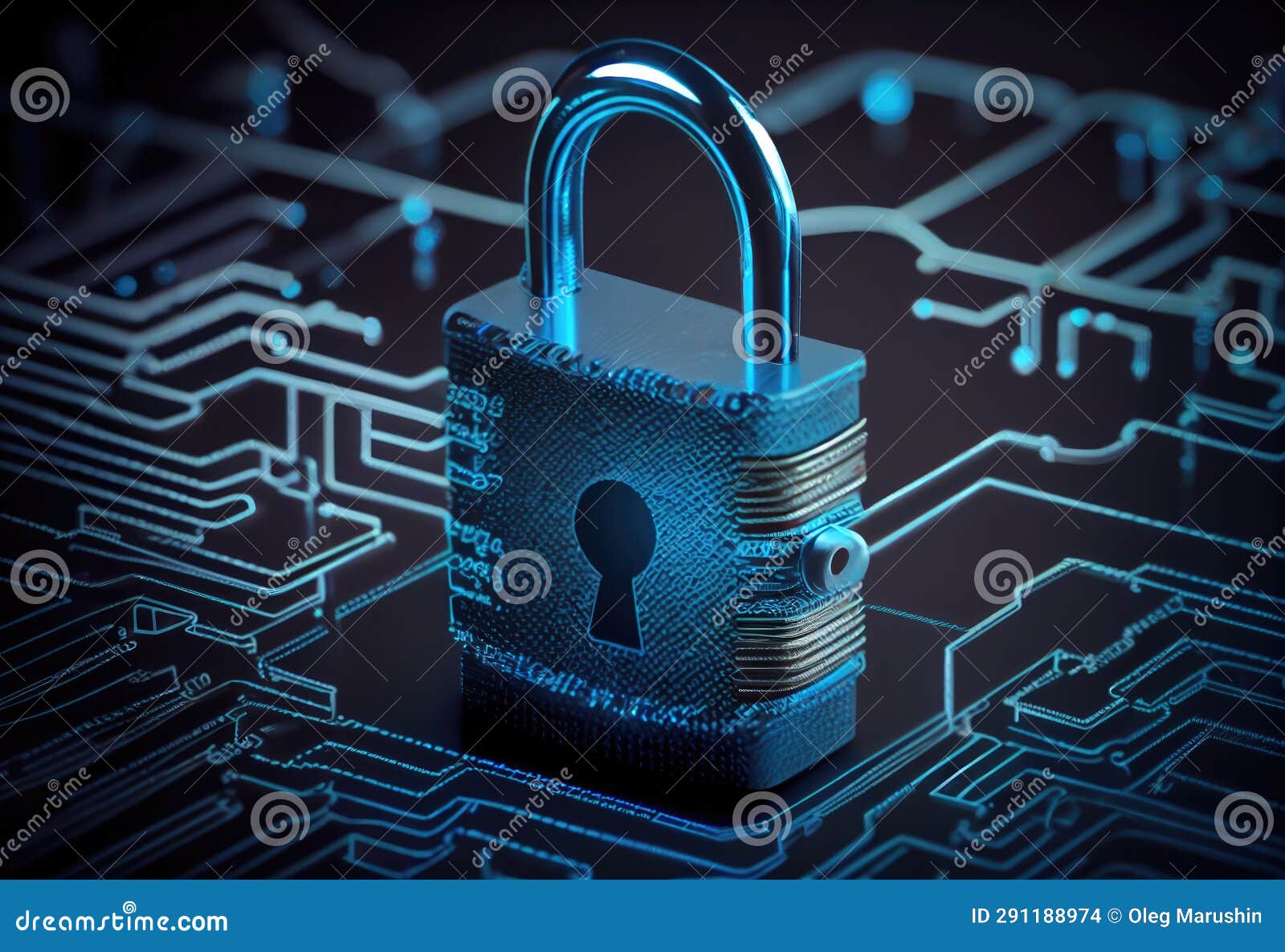 Cyber Security Lock. Internet Technology Concept of Cybersecurity and ...