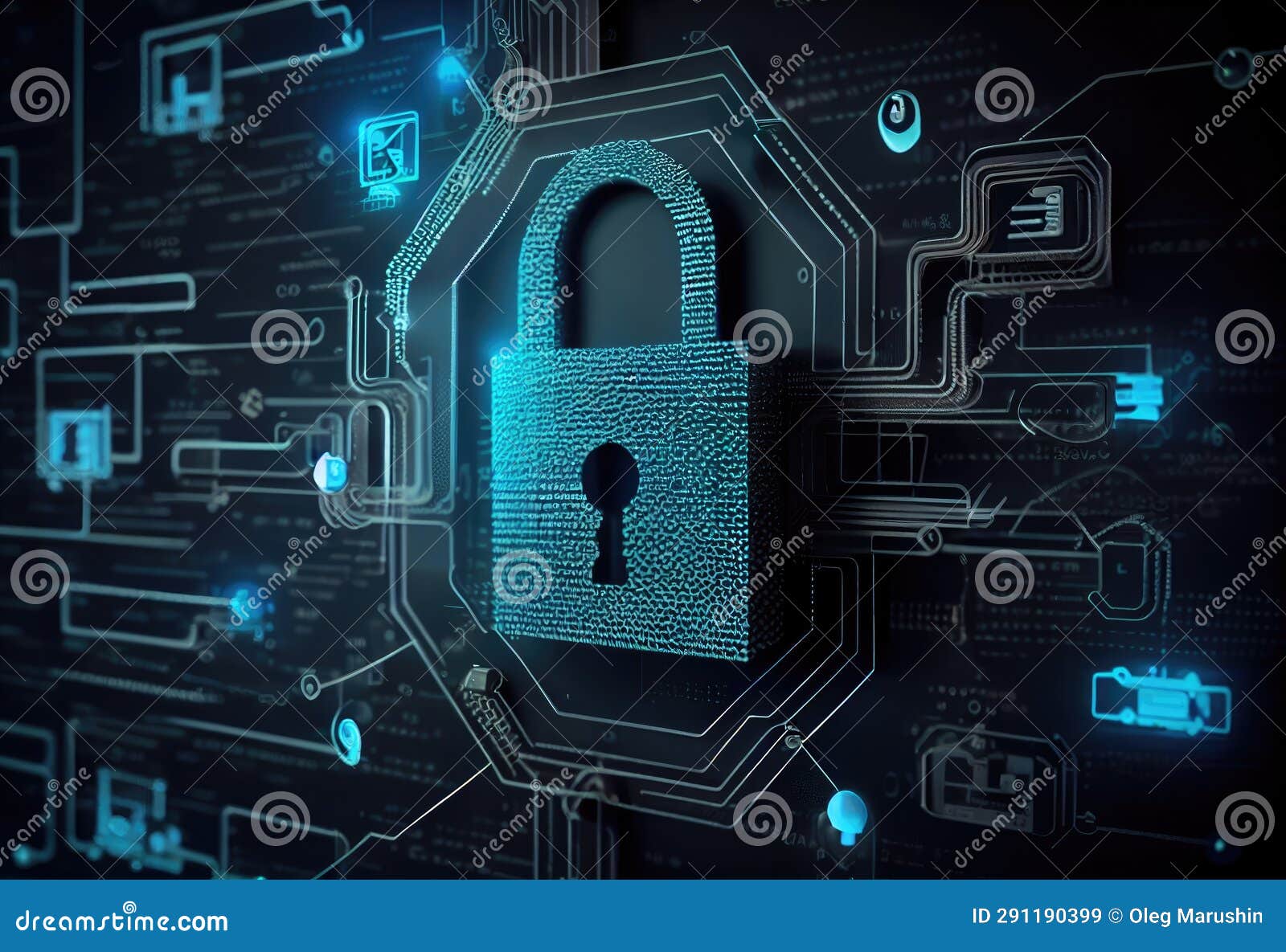 Cyber Security Lock. Internet Technology Concept of Cybersecurity and ...