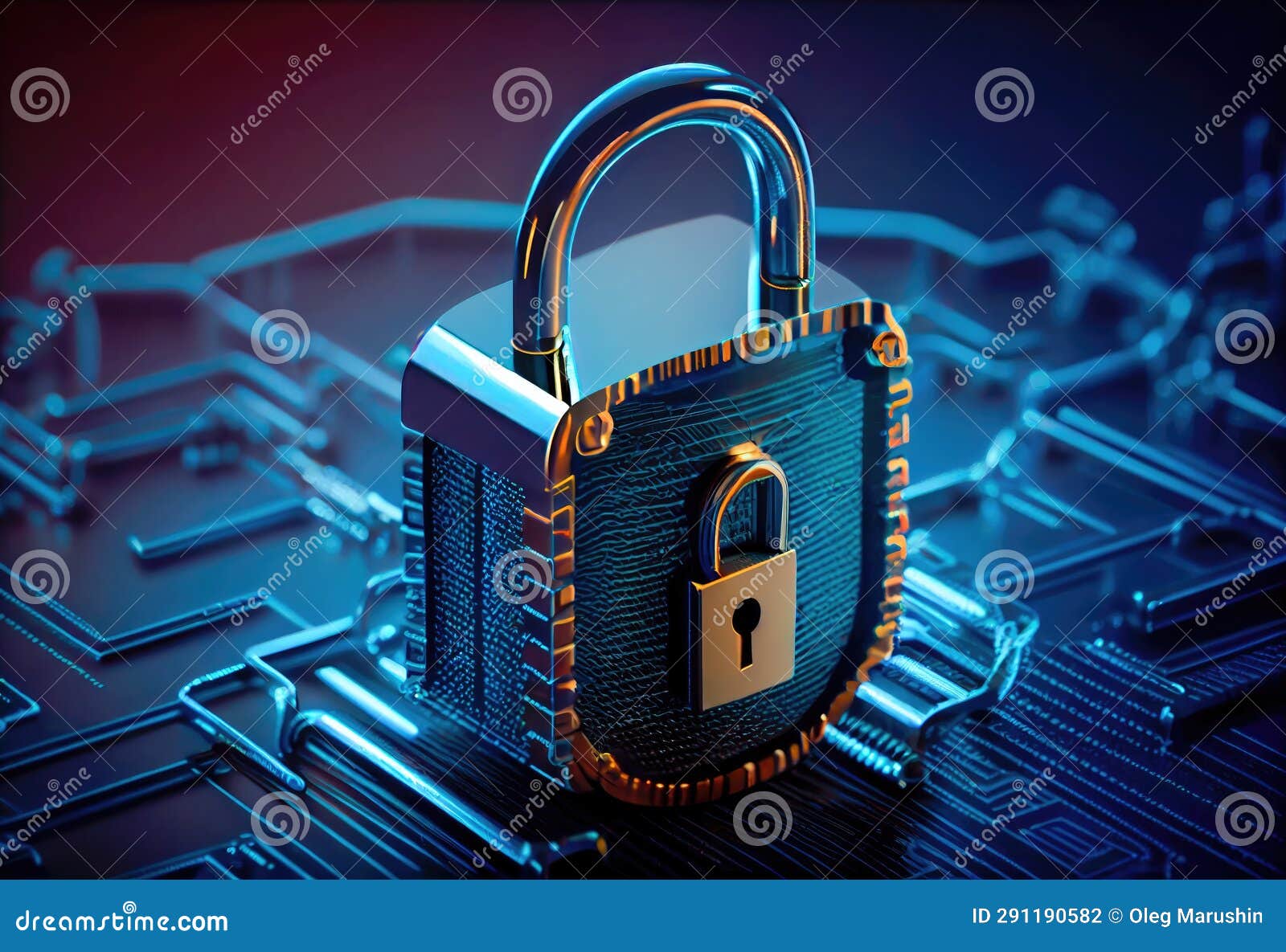 Cyber Security Lock. Internet Technology Concept of Cybersecurity and ...