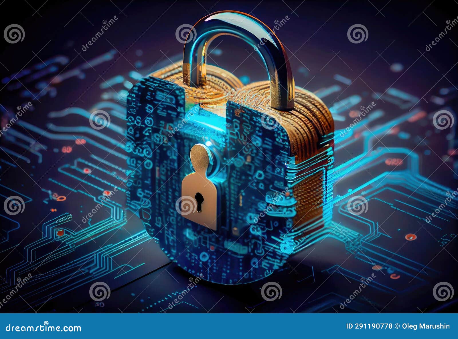 Cyber Security Lock. Internet Technology Concept of Cybersecurity and ...