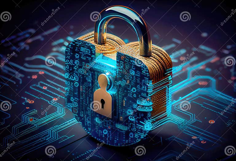 Cyber Security Lock. Internet Technology Concept of Cybersecurity and ...