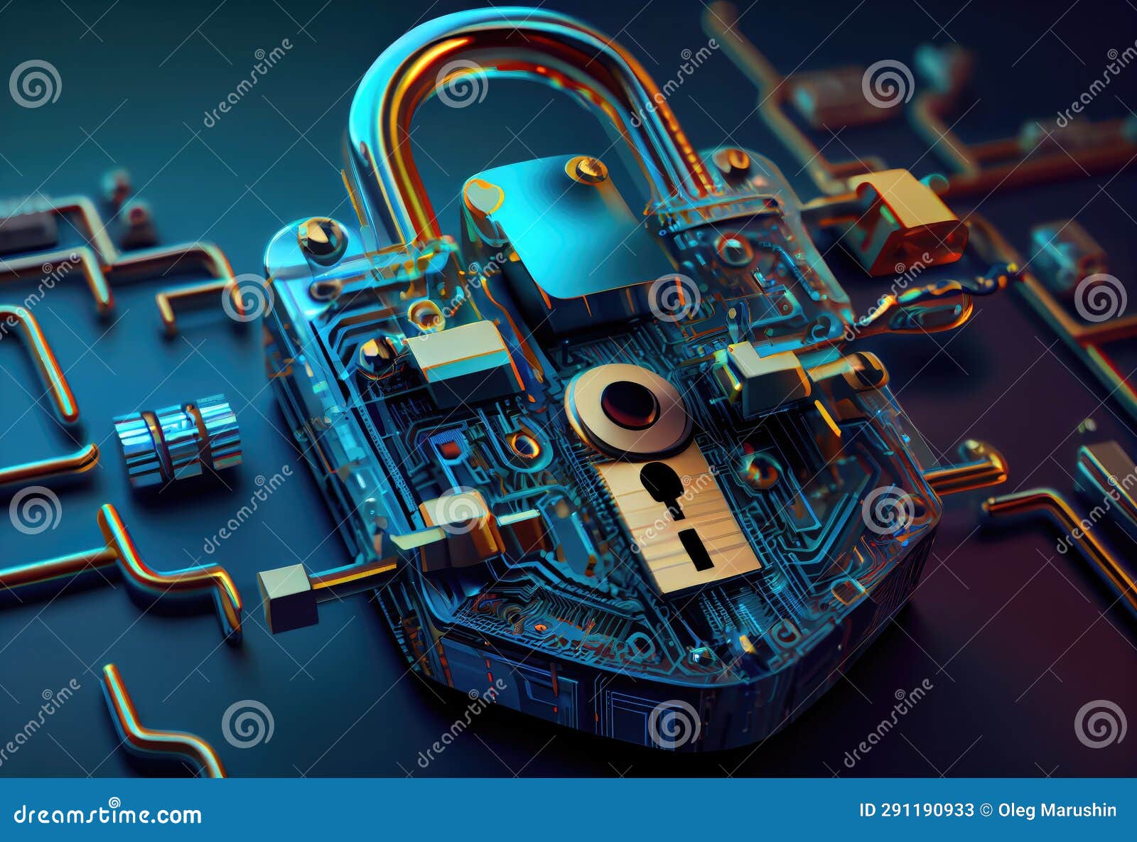 Cyber Security Lock. Internet Technology Concept of Cybersecurity and ...