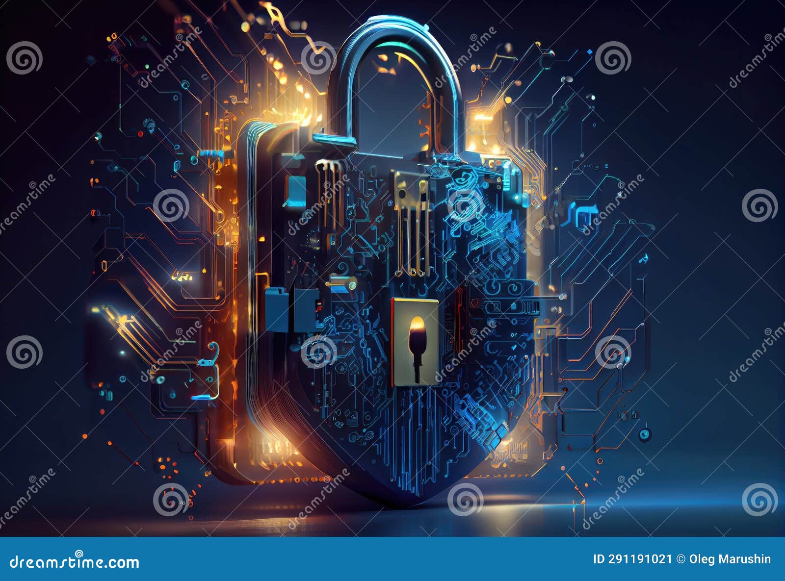 Cyber Security Lock. Internet Technology Concept of Cybersecurity and ...
