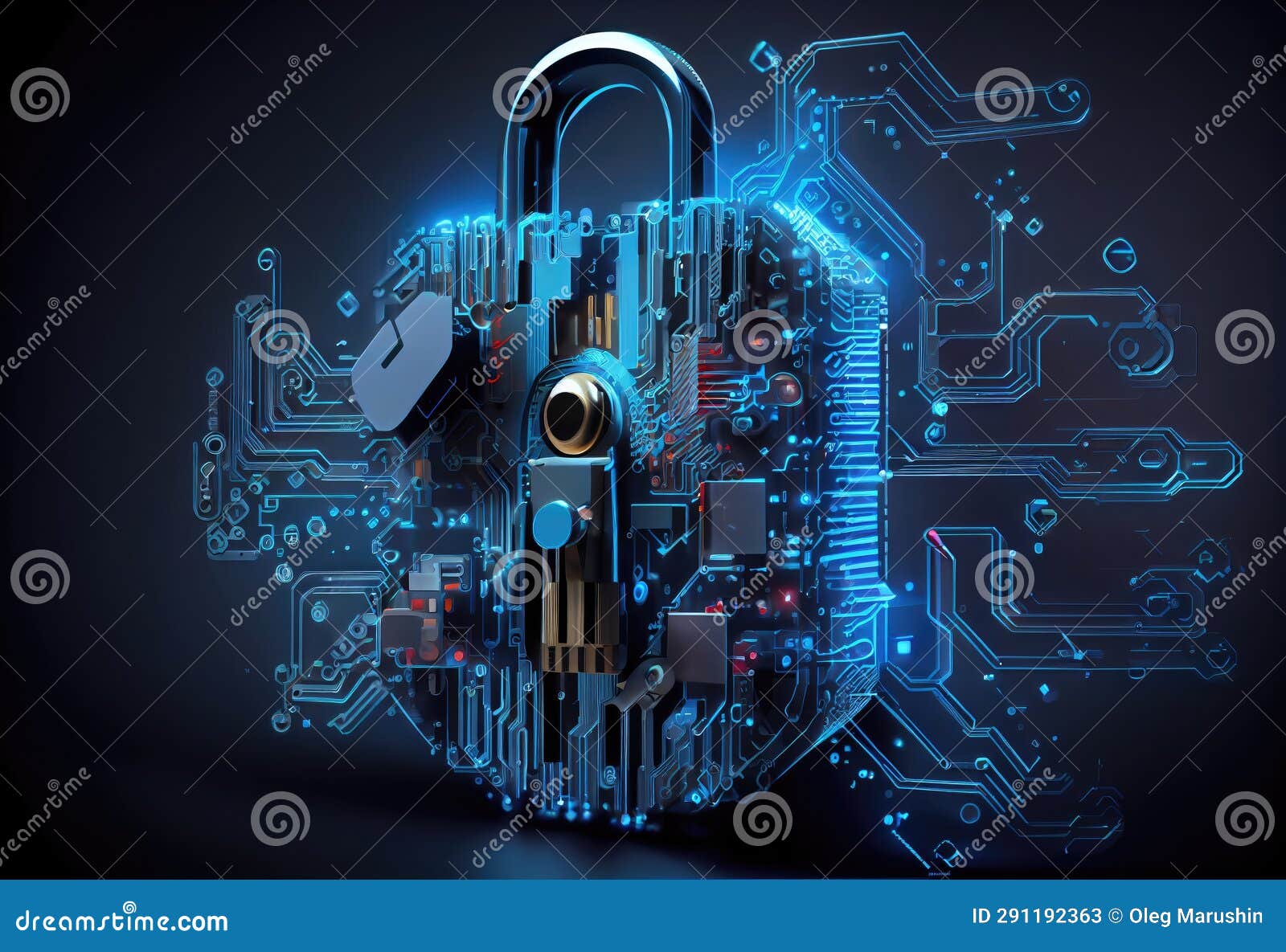 Cyber Security Lock. Internet Technology Concept of Cybersecurity and ...