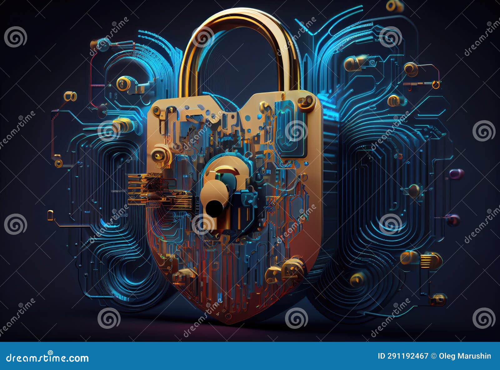 Cyber Security Lock. Internet Technology Concept of Cybersecurity and ...