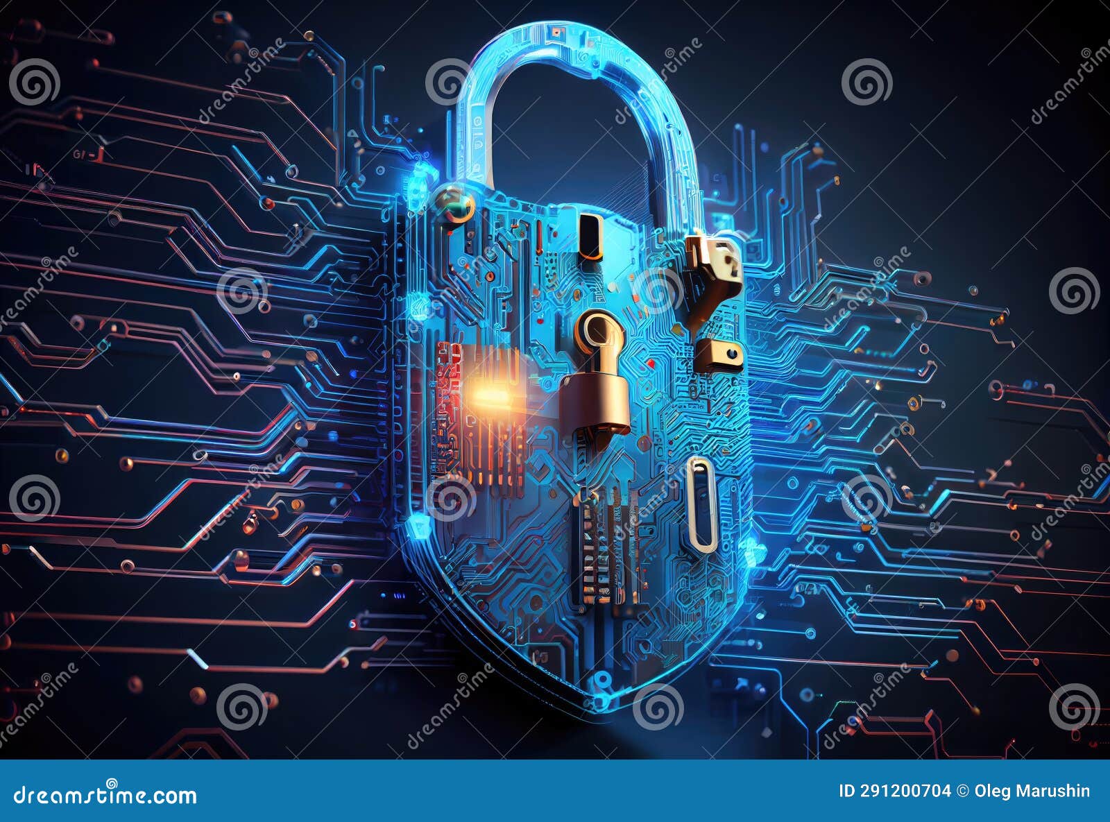Cyber Security Lock. Internet Technology Concept of Cybersecurity and ...