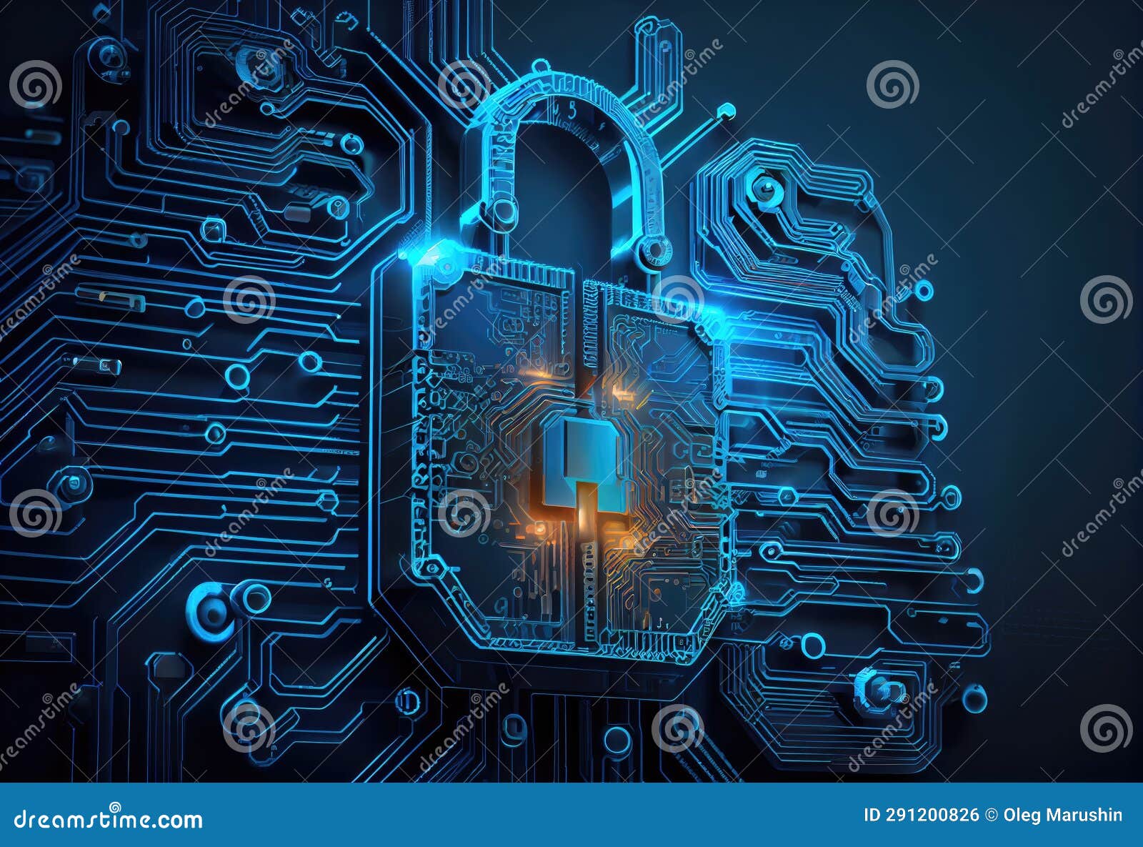 Cyber Security Lock. Internet Technology Concept of Cybersecurity and ...
