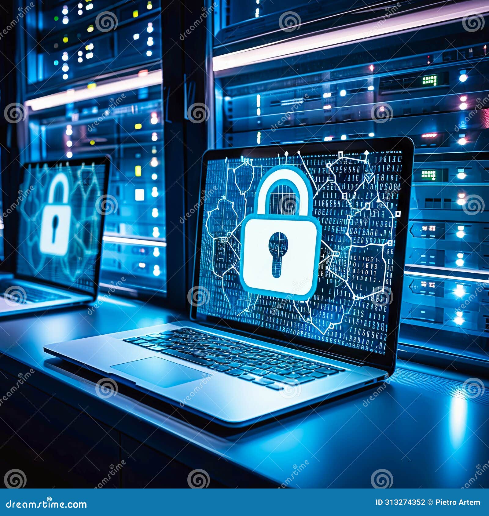 Cyber Security, Lock on the Screen Stock Photo - Image of security ...