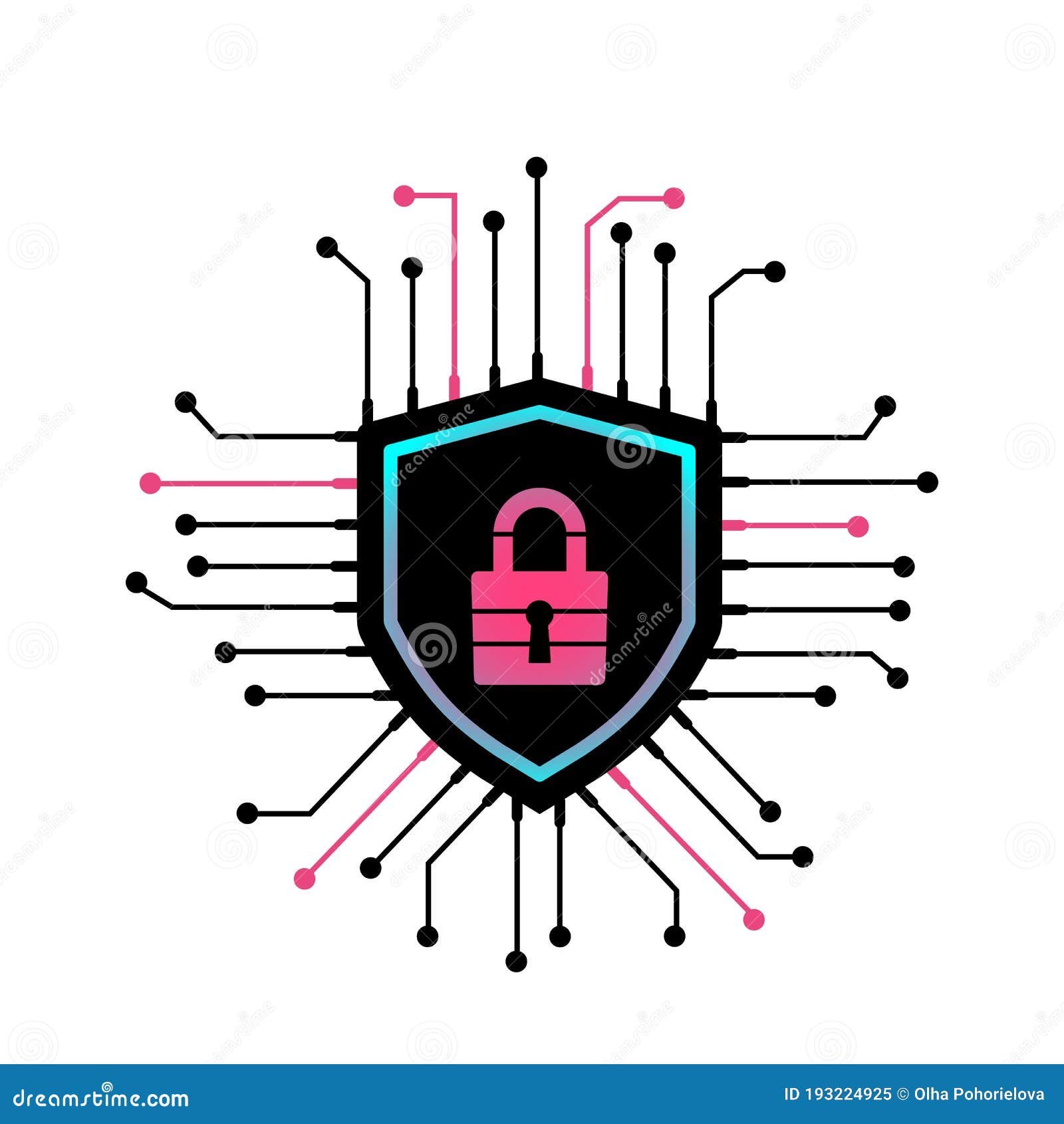 Cyber Security Lock and Shield Icon. Internet Security Concept Stock ...