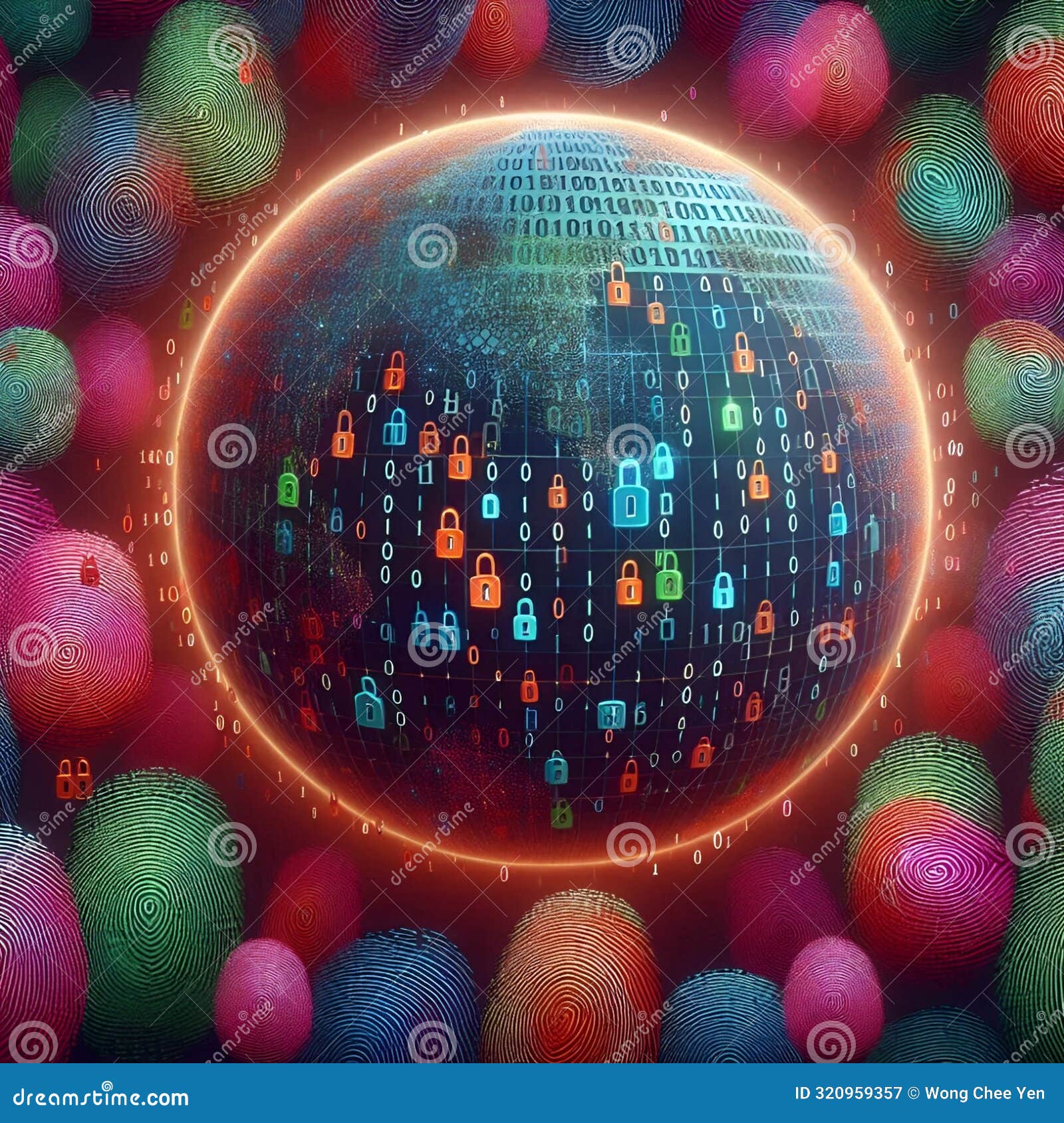 Cyber Security Locks and Fingerprint Pattern Wallpaper Stock ...