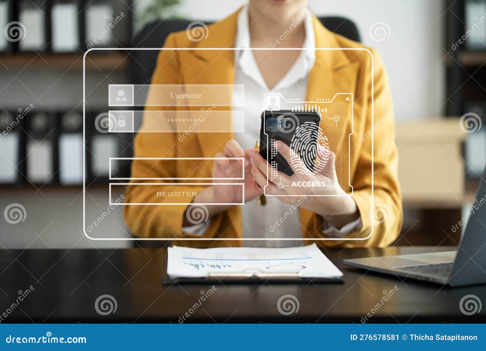 Cyber Security, Login, Data Protection Concept Fingerprint Scanning and ...