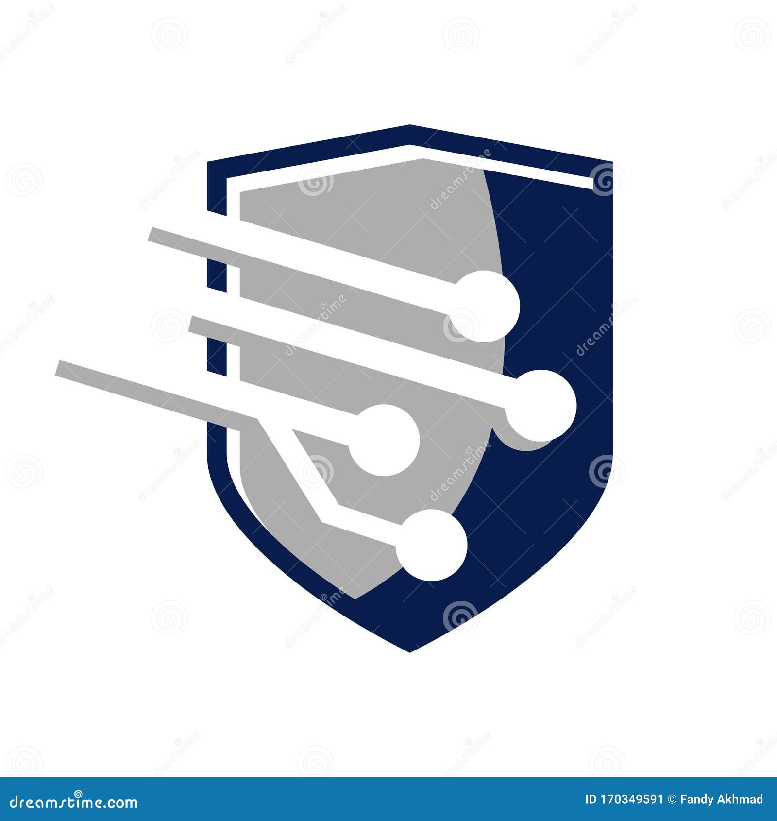 Cyber Security Logo Design Vector. Dot Circle Digital Connection Shield ...