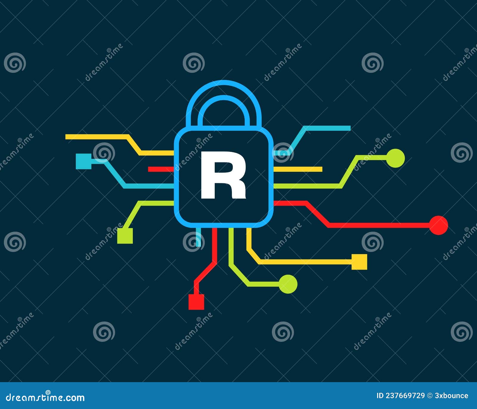 Cyber Security Logo with R Letter Concept. R Letter Logo for Cyber ...
