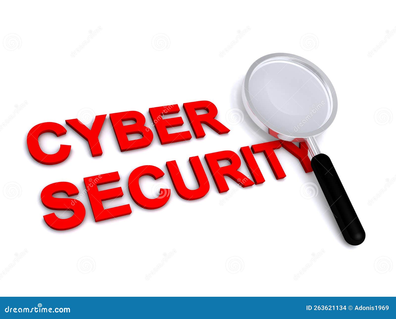 Cyber Security with Magnifying Glass on White Stock Illustration ...