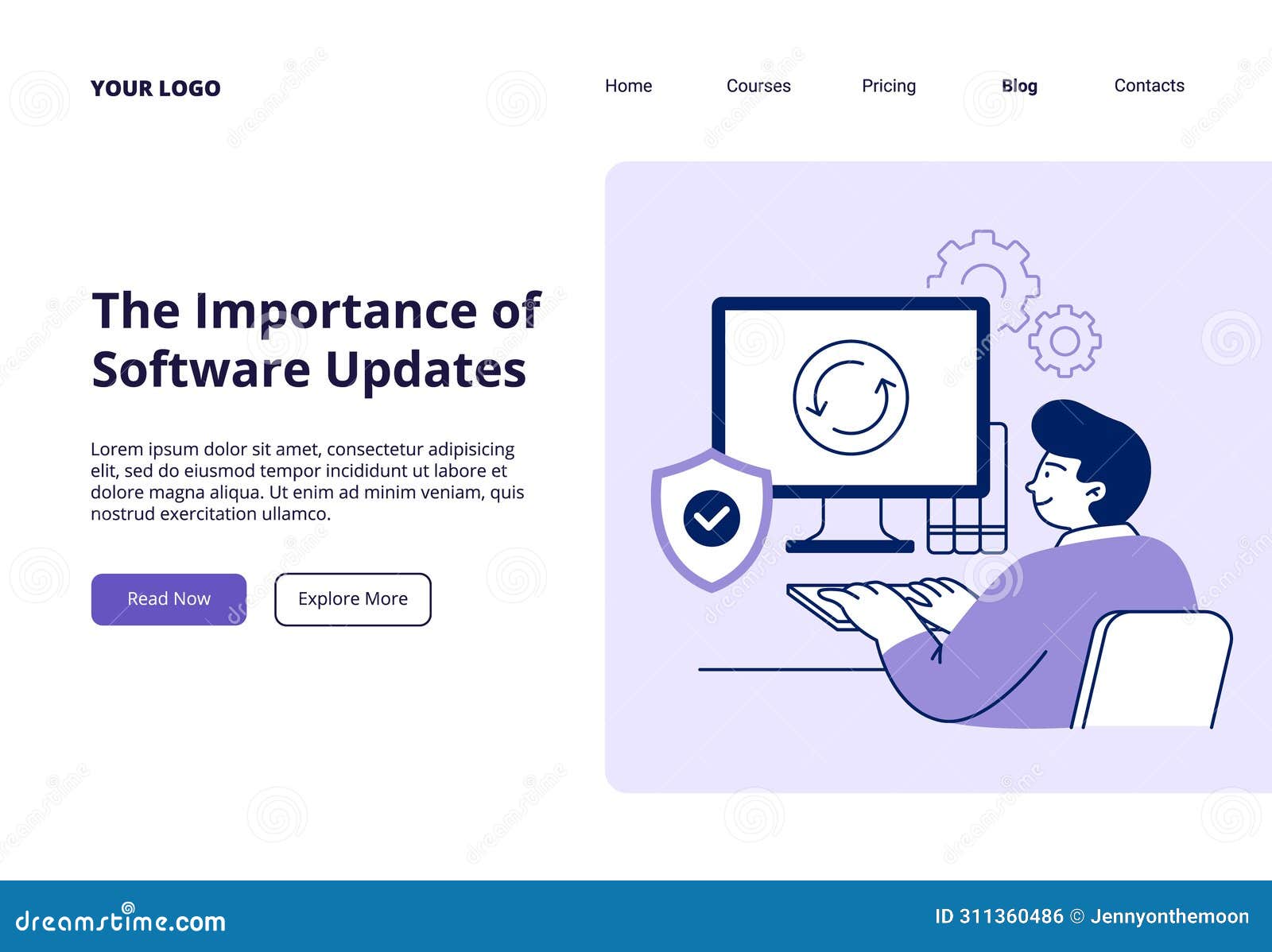 Cyber Security. a Male Character Regularly Updates Software To Safe ...