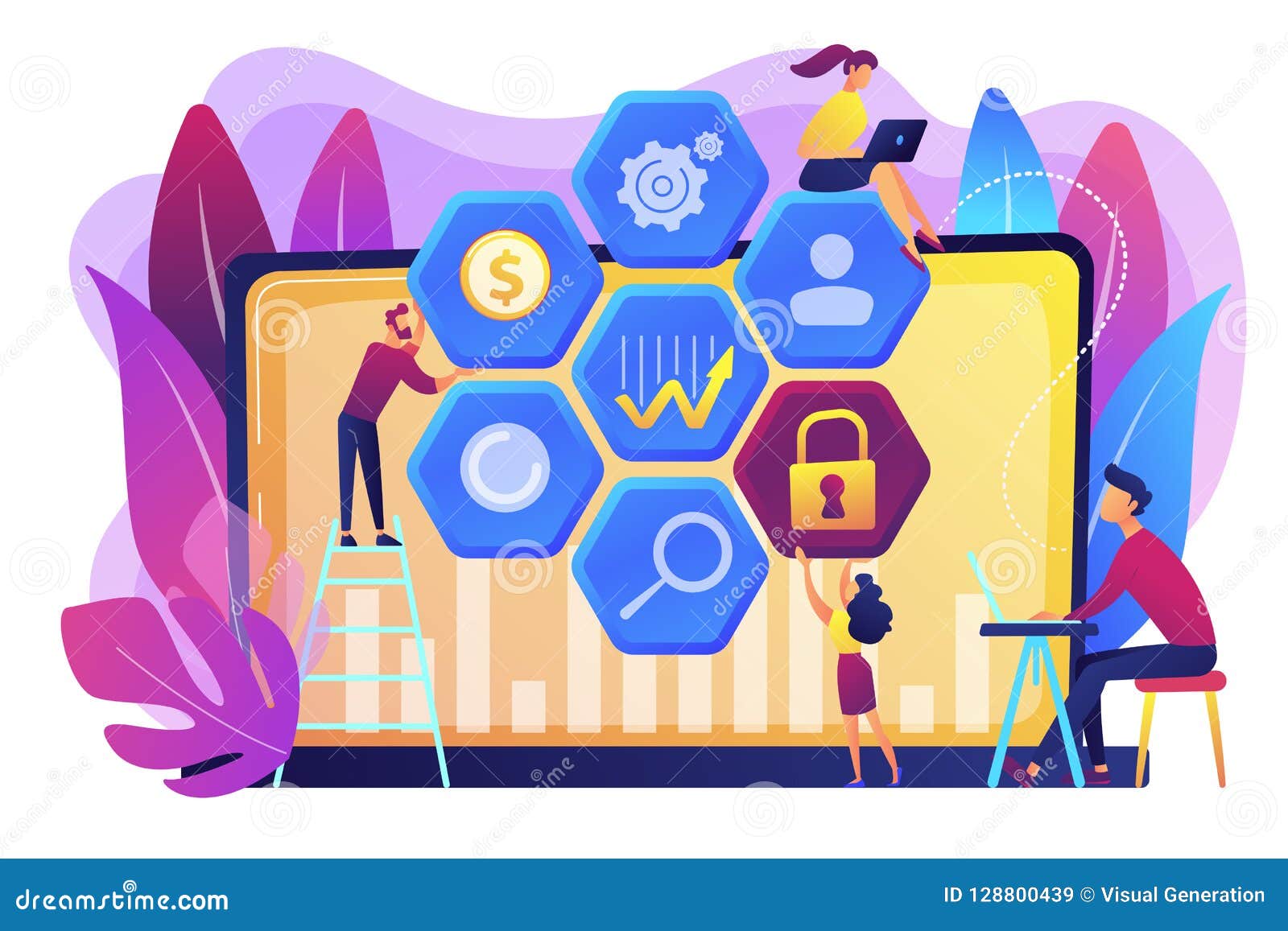 Cyber Security Management Concept Vector Illustration. Stock Vector ...