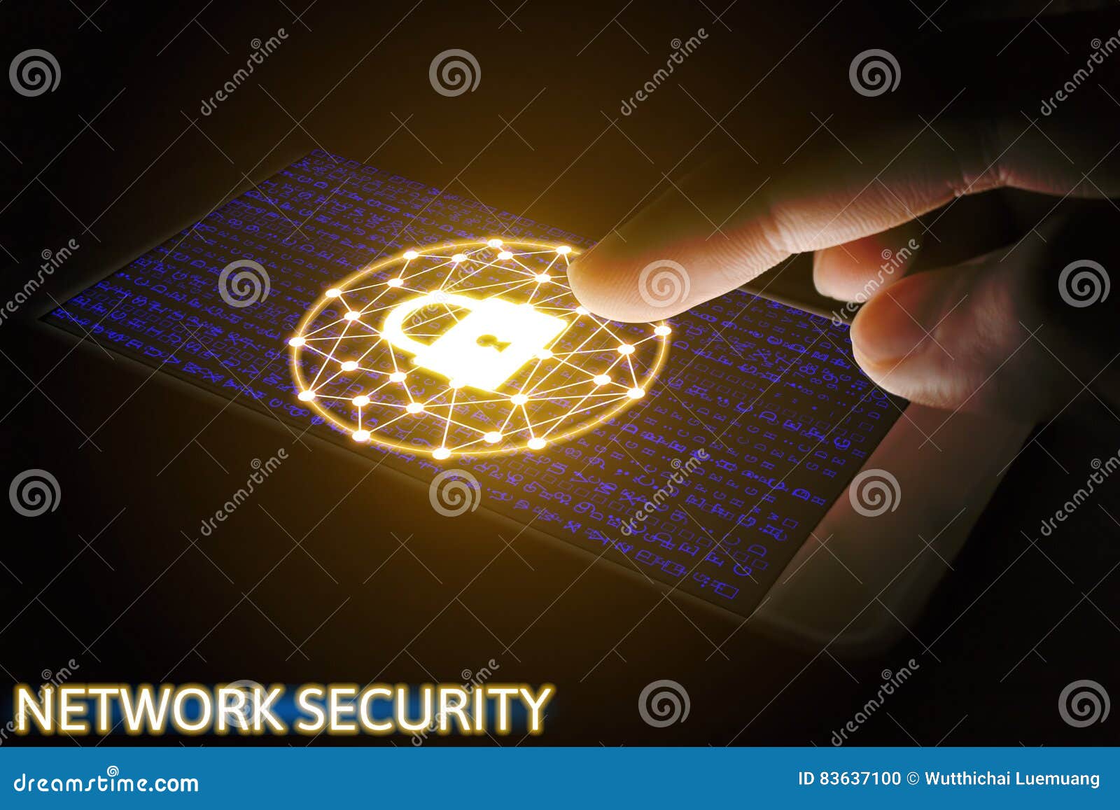 Cyber Security Network Concept, Man Using Smartphone with Lock Stock ...