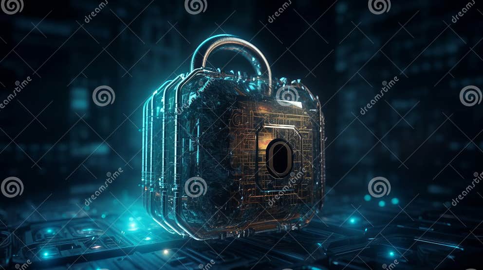 Cyber Security of Network and Data, Padlock Symbol - Firewall ...