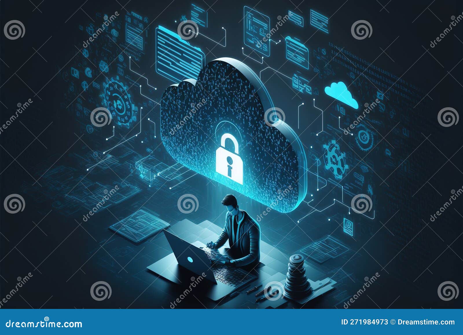 Cyber Security Network. Data Protection Concept. Generative AI Stock ...