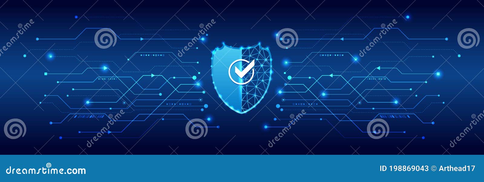 Cyber Security or Network Protection. Futuristic Shield on the Hi-tech ...