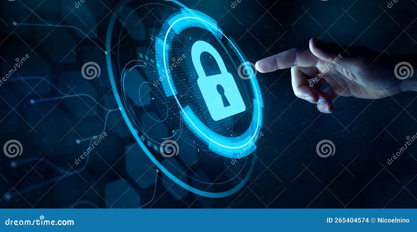 Cyber Security and Online Data Protection on Internet. Finger Touching ...