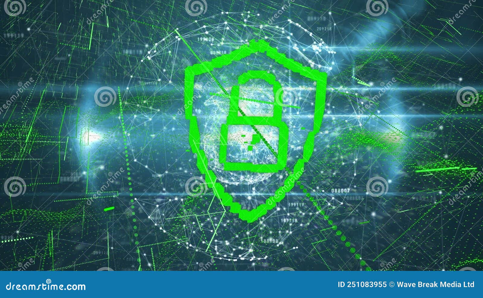 Cyber Security Over Shield Icon and Globe of Network of Connections ...