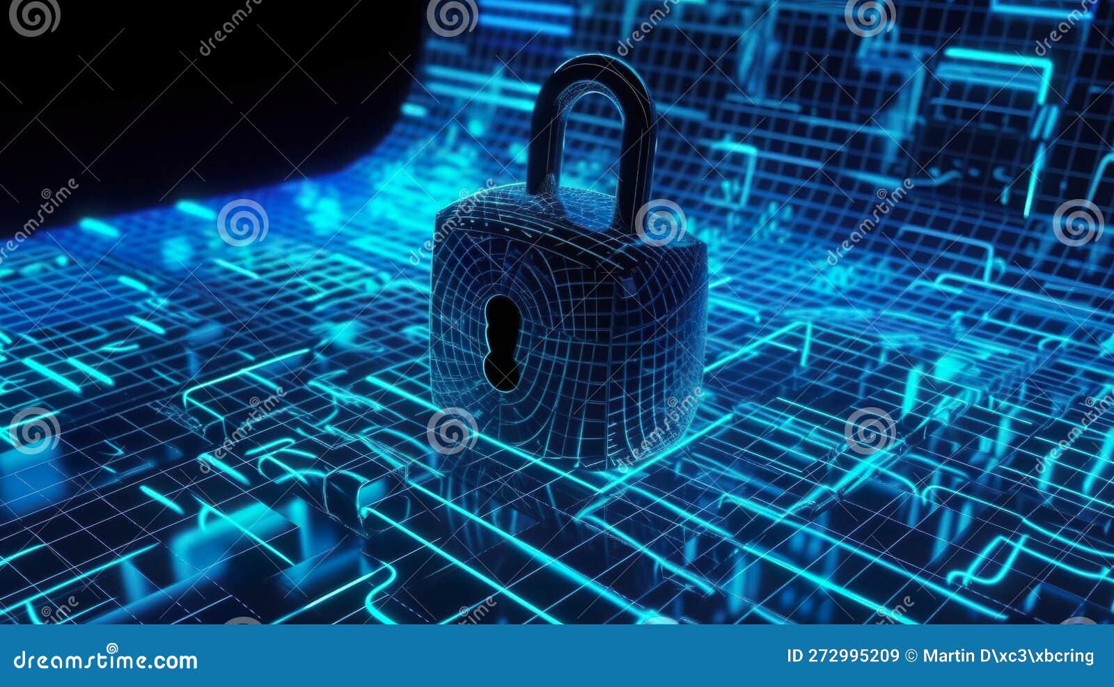 Blue Lock Symbol From Connected Points 3D Render Stock Image ...