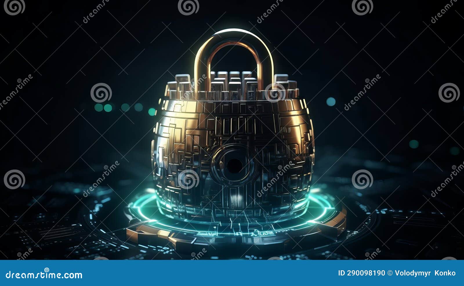 Cyber Security Padlock Digital Lock in Technology Network. Generative ...