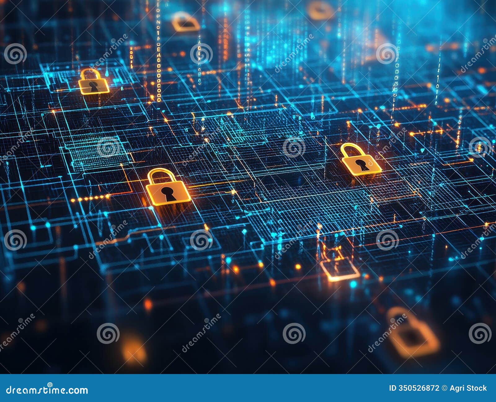 Cyber Security with Padlocks on a Digital Circuit Board Stock ...