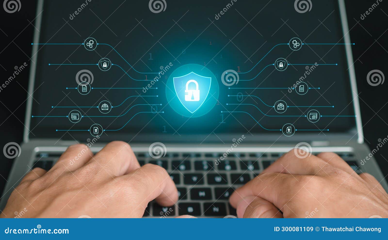 Cyber Security and Password Login Concept, Hands Uses Computer and ...