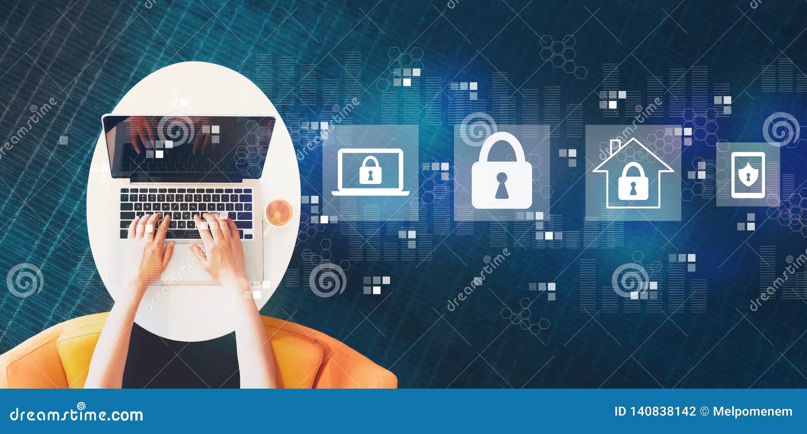 Cyber Security with Person Using a Laptop Stock Photo - Image of ...