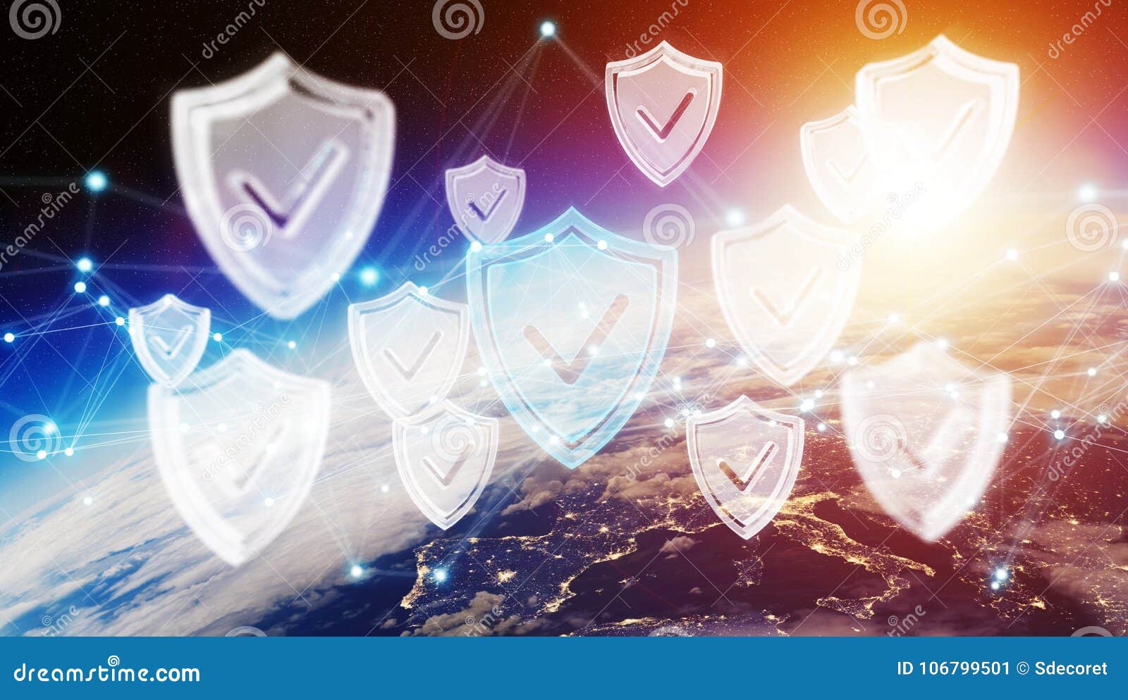 Cyber Security on Planet Earth 3D Rendering Stock Illustration ...
