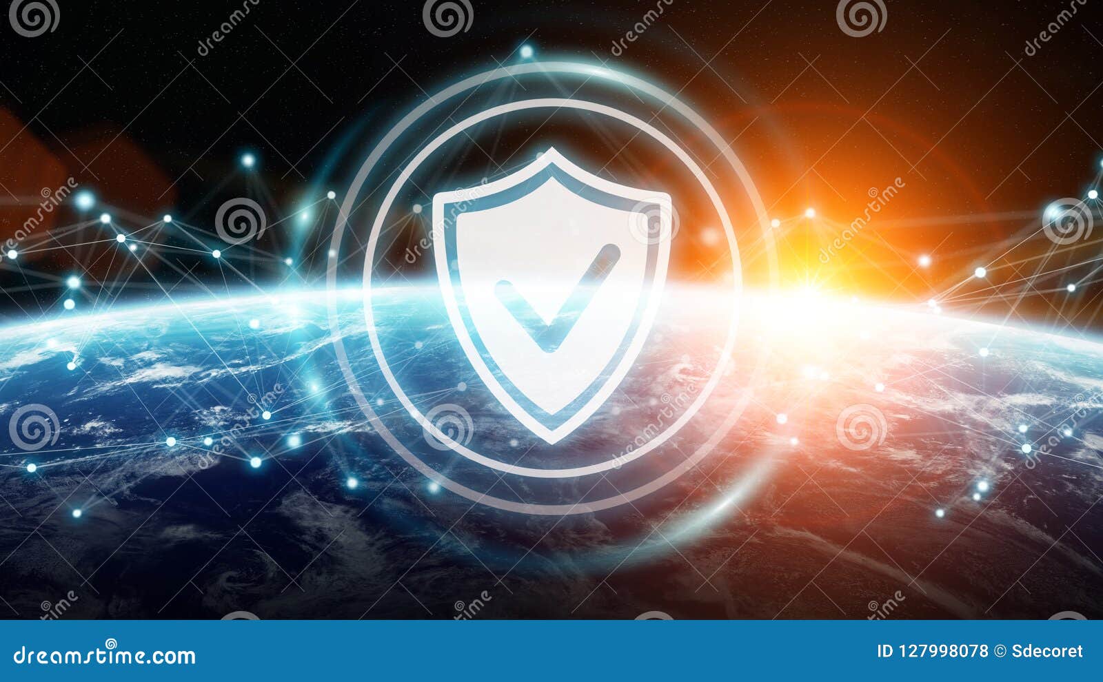 Cyber Security on Planet Earth 3D Rendering Stock Illustration ...