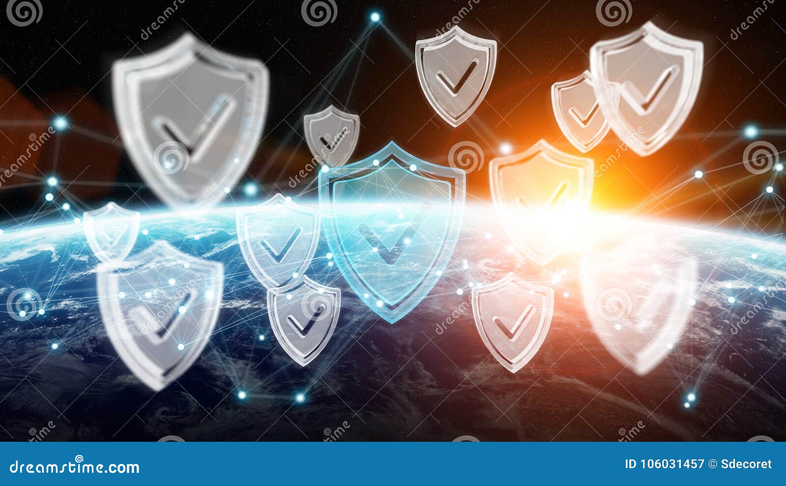 Cyber Security on Planet Earth 3D Rendering Stock Illustration ...